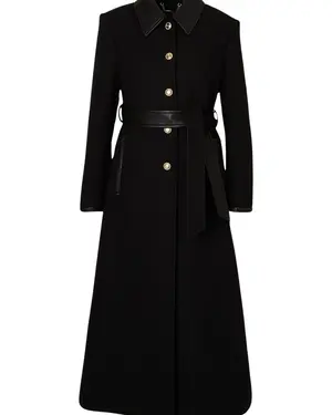 Karen Millen Wool And Polyurethane Blend Tailored Maxi Coat