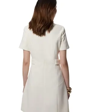Karen Millen Tab Detail Tailored Mini Dress - Cream