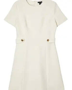 Karen Millen Tab Detail Tailored Mini Dress - Cream