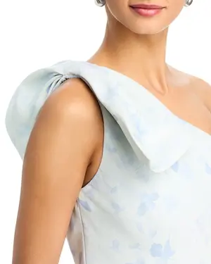 Amsale One Shoulder Floral Gown - Ice
