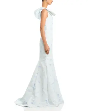 Amsale One Shoulder Floral Gown - Ice