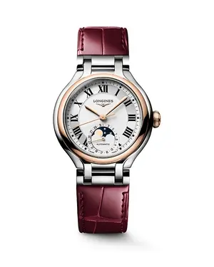 LONGINES Primaluna 34mm Watch - Silver/red