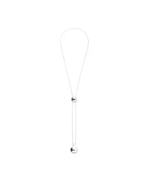 UNODE50 Sterling Plated Adjustable Height Chain Necklace With Two Weights - Silver