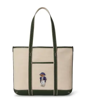 Polo Ralph Lauren Polo Bear Small Canvas Shopper Tote - Ecru/juniper