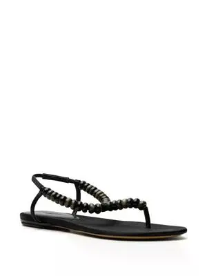 Le Monde Beryl Beaded Thong Sandals - Black
