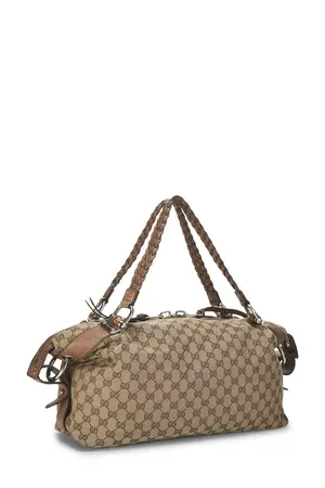 Gucci Original Gg Canvas Bamboo Braided Shoulder Bag