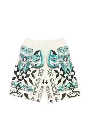 COUNTY OF MILAN Graphic Print Drawstring Shorts - Neutrals