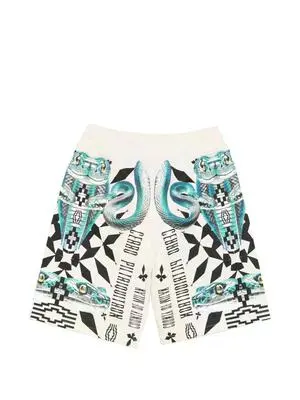 COUNTY OF MILAN Graphic Print Drawstring Shorts - Neutrals