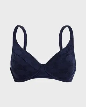 Vilebrequin Leona Underwire Bikini Top Turtle Monogram Jacquard - Blue