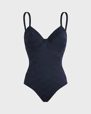 Vilebrequin Leonita Turtle Monogram Jacquard One-piece Swimsuit - Blue