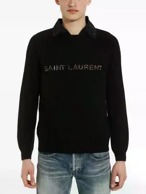 Saint Laurent Beaded Logo Embroidery Sweater