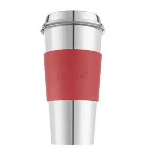 Christofle Leather Objets Miroir Coffee Cup Ring - Red