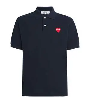 Play Comme Des Garcon Heart Logo Polo Shirt - Navy