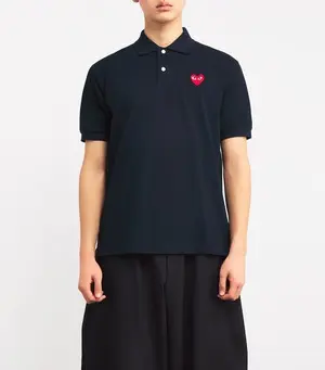 Play Comme Des Garcon Heart Logo Polo Shirt - Navy