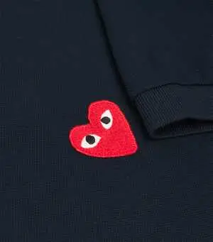 Play Comme Des Garcon Heart Logo Polo Shirt - Navy