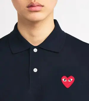 Play Comme Des Garcon Heart Logo Polo Shirt - Navy