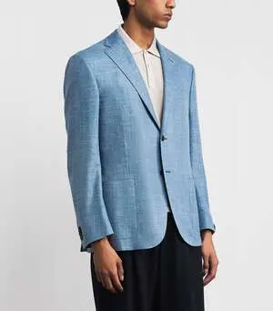 Corneliani Wool-silk-linen-blend Blazer - Blue