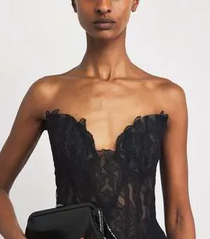 Pamella Roland Silk-lace Corseted Gown