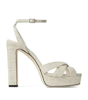 JIMMY CHOO Kove 120 Woven Platform Sandals - Neutral