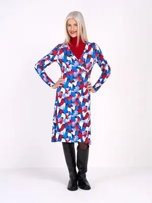 KETTLEWELL Long Sleeve Printed Wrap Dress - Winter Geo