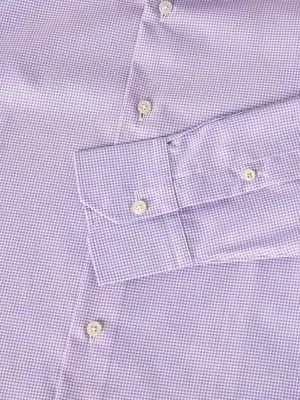 Robert Talbott Madison Check Light Weight Poplin Shirt In Contemporary Fit - Pink