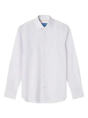 Robert Talbott Reynolds Cotton Linen Blend Shirt In Contemporary Fit - Raspberry