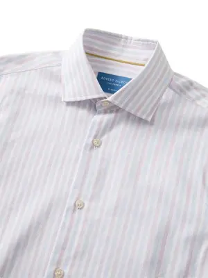Robert Talbott Reynolds Cotton Linen Blend Shirt In Contemporary Fit - Raspberry
