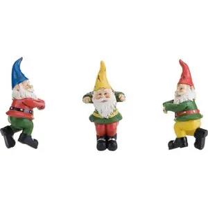 TRANSPAC Resin Gnome Pot Hanger Set Of 3color Spring Home Decorations, Indoor Tabletop Figurines, 5in Tall - Multi