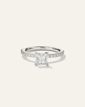 Quince Lab-grown Diamond Princess Petite Pave Engagement Ring - White Gold