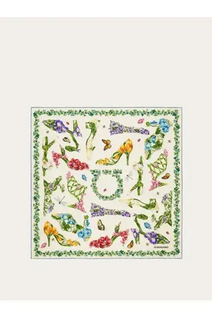 FERRAGAMO Eden Shoes Print Silk Scarf - Blue