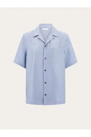 FERRAGAMO Short Sleeve Silk Shirt - Denim