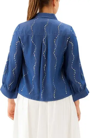 Karen Kane Gemstone Denim Shirt