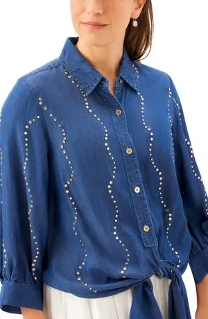 Karen Kane Gemstone Denim Shirt