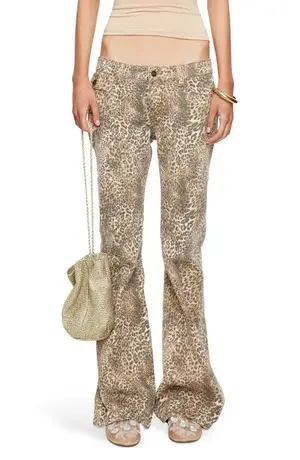 Lioness Mary-kate Low-rise Flare Jeans - Leopard