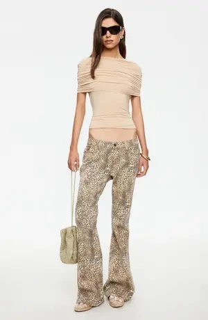 Lioness Mary-kate Low-rise Flare Jeans - Leopard
