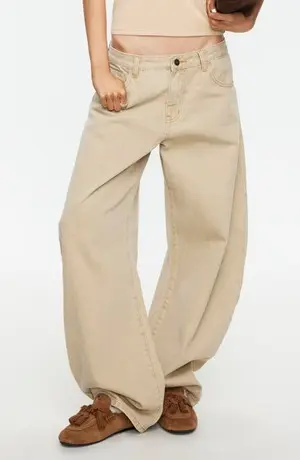 Lioness Horseshoe Baggy Jeans - Stone