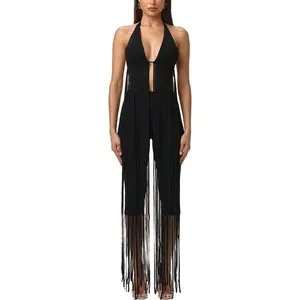 Naked Wardrobe Long Fringe Halter Top