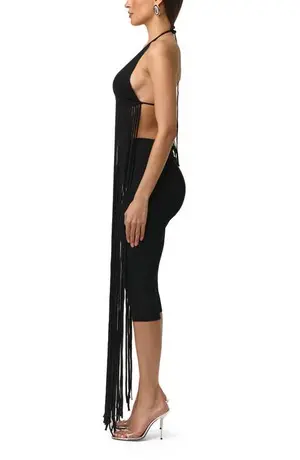 Naked Wardrobe Long Fringe Halter Top
