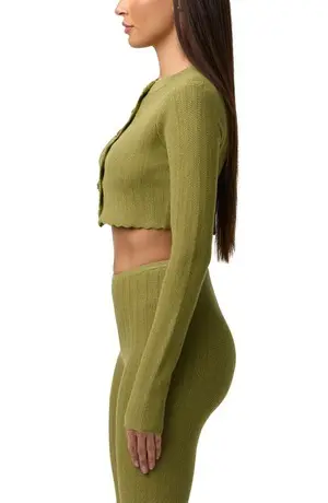 Naked Wardrobe Flower Button Crop Cardigan
