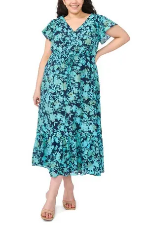 Floral Flutter Sleeve Midi Dresses