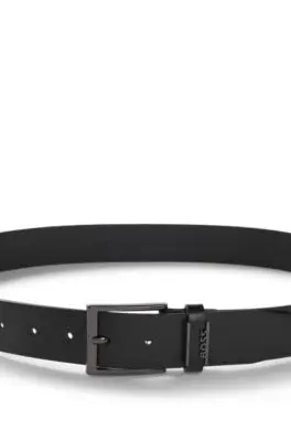 BOSS Italian Leather Belt With Brushed Gunmetal Hardware