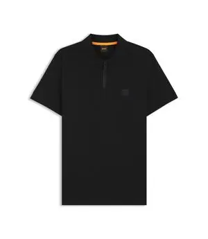 BOSS Stretch-cotton Slim-fit Polo Shirt With Logo Patch - Black