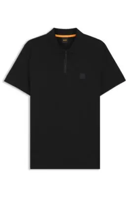 BOSS Stretch-cotton Slim-fit Polo Shirt With Logo Patch - Black