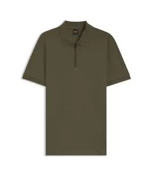 BOSS Stretch-cotton Slim-fit Polo Shirt With Logo Patch - Green