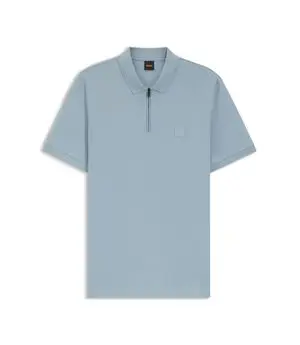 BOSS Stretch-cotton Slim-fit Polo Shirt With Logo Patch - Light Blue