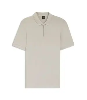 BOSS Stretch-cotton Slim-fit Polo Shirt With Logo Patch - Light Grey