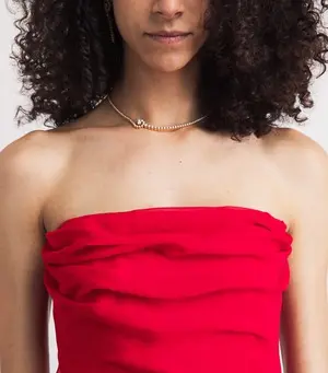 Carolina Herrera Silk Strapless Draped Midi Dress