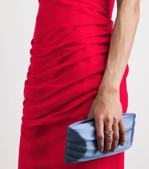 Carolina Herrera Silk Strapless Draped Midi Dress