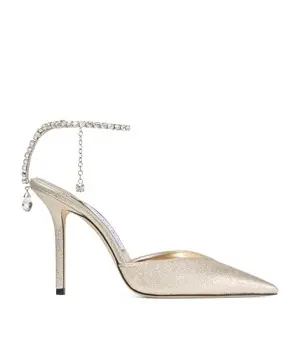 JIMMY CHOO Saeda 100 Satin Pumps - Silver