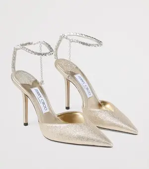 JIMMY CHOO Saeda 100 Satin Pumps - Silver